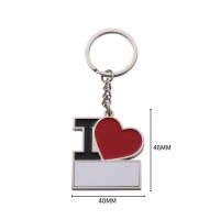 China Metal Blank Sublimation Keychain I LOVE Heart DIY Printed Photo Keychain Pendant for sale