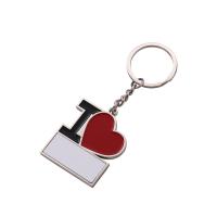 China Metal Blank Sublimation Keychain I LOVE Heart DIY Printed Photo Keychain Pendant for sale