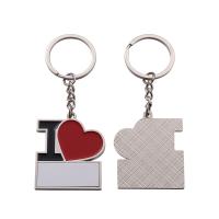 China Metal Blank Sublimation Keychain I LOVE Heart DIY Printed Photo Keychain Pendant for sale