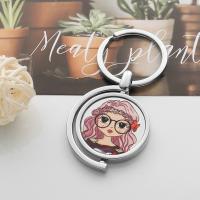 China Personalized Rotary Photo Keychain Double Sided 360 Rotating Sublimation Blanks Metal Key Chain  Keyring for sale