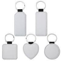 China Custom Printing PU Leather Sublimation Keychain Blanks Heat Transfer Key Rings for sale