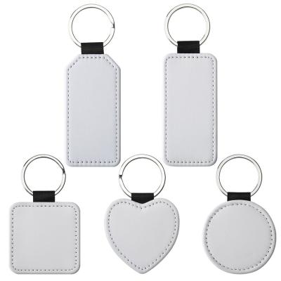China Custom Printing PU Leather Sublimation Keychain Blanks Heat Transfer Key Rings for sale