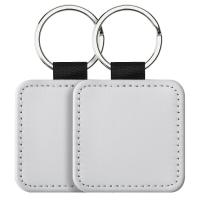China Custom Printing PU Leather Sublimation Keychain Blanks Heat Transfer Key Rings for sale