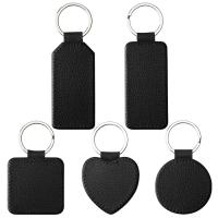 China Custom Printing PU Leather Sublimation Keychain Blanks Heat Transfer Key Rings for sale