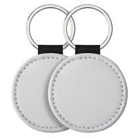 China Custom Printing PU Leather Sublimation Keychain Blanks Heat Transfer Key Rings for sale