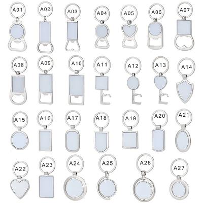 China Blank Metal Sublimation Bottle Opener Keychain Diy Key Chains Key Ring Holder for sale