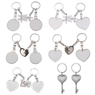 China Valenties Day Gifts Zinc Alloy Sublimation Couples Keyrings Matching Keychains For Couples for sale