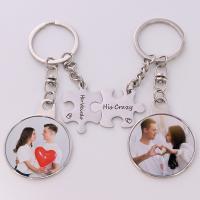 China Valenties Day Gifts Zinc Alloy Sublimation Couples Keyrings Matching Keychains For Couples for sale