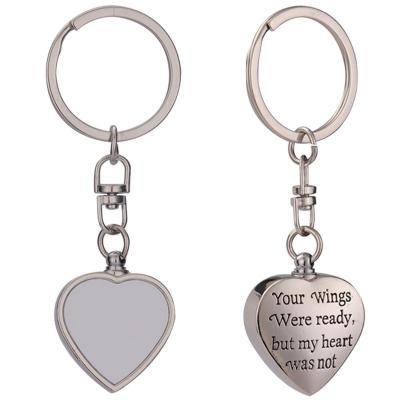 China Cremation Keychain Memorial Ashes Keepsake Sublimation Urn Keychain With Filling Tool for sale