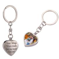 China Cremation Keychain Memorial Ashes Keepsake Sublimation Urn Keychain With Filling Tool for sale