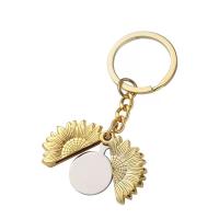China Custom Blank Metal Keychain Openable Sublimation Sunflower Locket Key Chain Valentine's Day Gift for sale