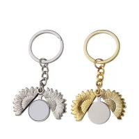 China Custom Blank Metal Keychain Openable Sublimation Sunflower Locket Key Chain Valentine's Day Gift for sale