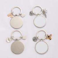 China Promotional Birthday Gift Keychain Round Metal Pendant Keychain Unique Sublimation Blank Photo Keychain for sale