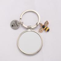China Promotional Birthday Gift Keychain Round Metal Pendant Keychain Unique Sublimation Blank Photo Keychain for sale