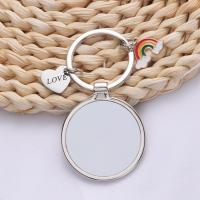 China Promotional Birthday Gift Keychain Round Metal Pendant Keychain Unique Sublimation Blank Photo Keychain for sale