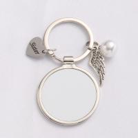 China Promotional Birthday Gift Keychain Round Metal Pendant Keychain Unique Sublimation Blank Photo Keychain for sale