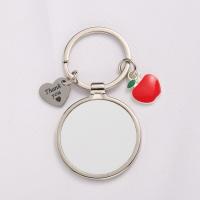 China Promotional Birthday Gift Keychain Round Metal Pendant Keychain Unique Sublimation Blank Photo Keychain for sale