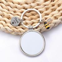 China Promotional Birthday Gift Keychain Round Metal Pendant Keychain Unique Sublimation Blank Photo Keychain for sale