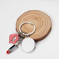 China Sublimation Lipstick Keychain With Heart And Round Tag Personalized Photo Keychains for sale