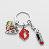 China Sublimation Lipstick Keychain With Heart And Round Tag Personalized Photo Keychains for sale