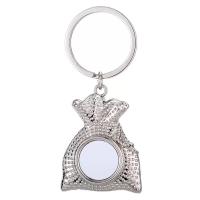 China Custom Logo Keychains DIY Creative Sublimation Gift Bag Keychain Pendant Heat Transfer Metal Blank Round Photo Keyring for sale