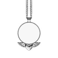 China Sublimation Photo Necklace Blanks Wings Pendant Ornament Diy Printing Customized Logo Sublimation Angel Wing Necklace for sale