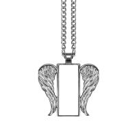 China Sublimation Photo Necklace Blanks Wings Pendant Ornament Diy Printing Customized Logo Sublimation Angel Wing Necklace for sale