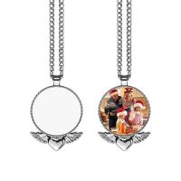 China Sublimation Photo Necklace Blanks Wings Pendant Ornament Diy Printing Customized Logo Sublimation Angel Wing Necklace for sale