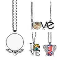 China Sublimation Photo Necklace Blanks Wings Pendant Ornament Diy Printing Customized Logo Sublimation Angel Wing Necklace for sale