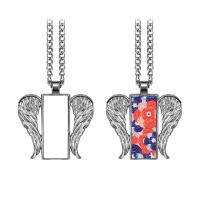 China Sublimation Photo Necklace Blanks Wings Pendant Ornament Diy Printing Customized Logo Sublimation Angel Wing Necklace for sale