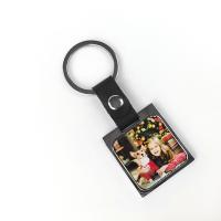 China Zinc Alloy Metal Sublimation Keychain With Leather Buckle Picture Keychain for sale
