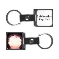 China Zinc Alloy Metal Sublimation Keychain With Leather Buckle Picture Keychain for sale