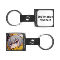 China Zinc Alloy Metal Sublimation Keychain With Leather Buckle Picture Keychain for sale