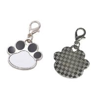 China Diy Printing Pets Sublimation Dog Name Id Tags Pendant Zinc Alloy Paw Shaped Sublimation Dog Tags for sale