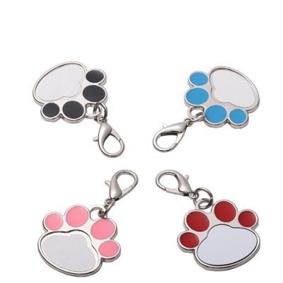 China Diy Printing Pets Sublimation Dog Name Id Tags Pendant Zinc Alloy Paw Shaped Sublimation Dog Tags for sale