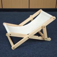 China Custom Logo Linen Sublimation Cat Bed Foldable Recliner Solid Wood Cat Sleeping Chair Adjustable Sublimation Pet Bed for sale