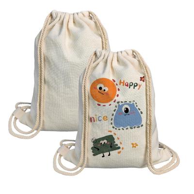 China Custom Sublimation Linen Drawstring Backpack 40*30cm Promotional Drawstring Bag for sale