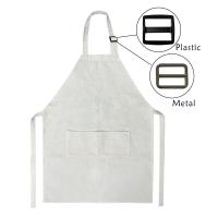 China Printable Blank White Adjustable Linen Sublimation Aprons With Pockets For Adult And Kids Custom Chef Apron for sale