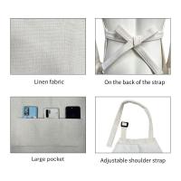China Printable Blank White Adjustable Linen Sublimation Aprons With Pockets For Adult And Kids Custom Chef Apron for sale