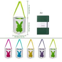 China Blank Sublimation Easter Bunny Basket With Color Handle Cute Rabbit Tail Custom Linen Easter Rabbit Basket for sale