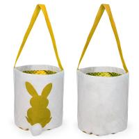 China Blank Sublimation Easter Bunny Basket With Color Handle Cute Rabbit Tail Custom Linen Easter Rabbit Basket for sale