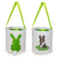 China Blank Sublimation Easter Bunny Basket With Color Handle Cute Rabbit Tail Custom Linen Easter Rabbit Basket for sale