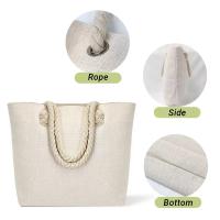 China Twine Knot Straps Beach Tote Bag Blanks Diy Custom Linen Sublimation Shopping Handbag for sale