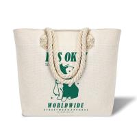 China Twine Knot Straps Beach Tote Bag Blanks Diy Custom Linen Sublimation Shopping Handbag for sale