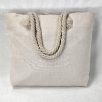 China Twine Knot Straps Beach Tote Bag Blanks Diy Custom Linen Sublimation Shopping Handbag for sale