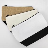 China Blank Sublimation Cosmetic Bag With Zipper Linen Sublimation Makeup Bag for sale