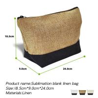China Blank Sublimation Cosmetic Bag With Zipper Linen Sublimation Makeup Bag for sale