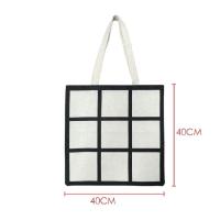 China Personalized DIY Sublimation Blank Linen Polyester 9 Panel Photo Tote Bag Shopping Bags 40*40cm Reusable Bag for sale