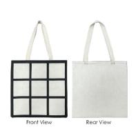 China Personalized DIY Sublimation Blank Linen Polyester 9 Panel Photo Tote Bag Shopping Bags 40*40cm Reusable Bag for sale