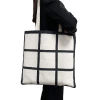 China Personalized DIY Sublimation Blank Linen Polyester 9 Panel Photo Tote Bag Shopping Bags 40*40cm Reusable Bag for sale